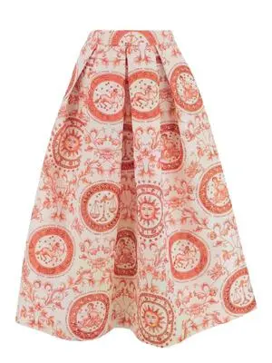 LUNATICA MILANO Fantasy-print Flared Skirt - Red
