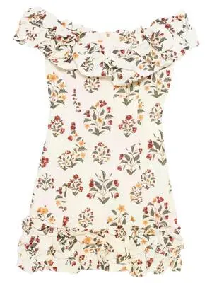 Agua Bendita Floral Print Tiered Dress - Neutrals