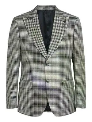 LARDINI Houndstooth-pattern Two-button Blazer - Grey