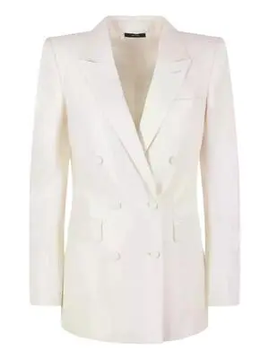 TOM FORD Double-breasted Pinstripe Blazer - White