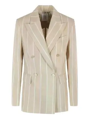 Eleventy Striped Pattern Blazer - Neutrals