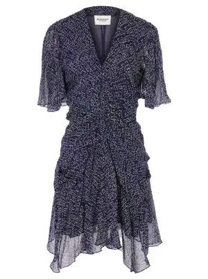 MARANT ETOILE Printed Ruffle Dress - Blue
