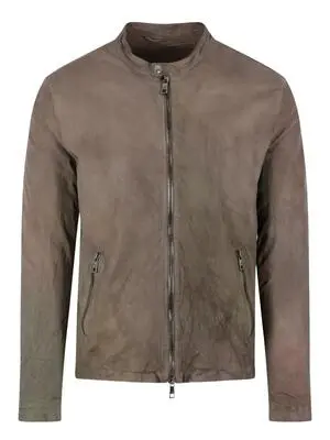 GIORGIO BRATO Zip Lamb Leather Jacket - Brown