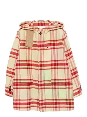 Marni Hooded Check Coat - Neutrals