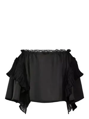 VAILLANT Layered Ruffled Lace-trim Skirt - Black