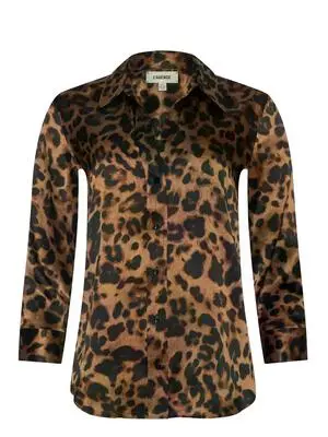 L'Agence Leopard Print Blouse - Brown