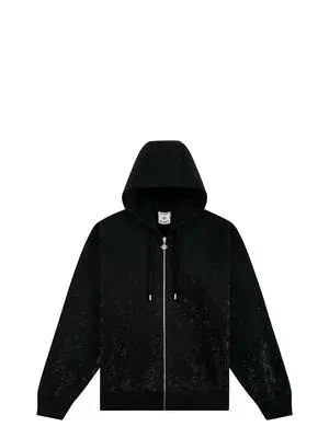 Casablanca Crystal Monogram Zip-up Hoodie - Black