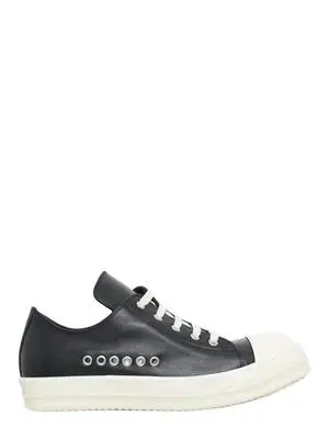 Rick Owens Low Eyelet Leather Sneakers - Black