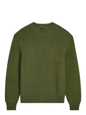 TOM FORD Ribbed-knit Crew-neck Sweater - Green
