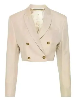 Palm Angels Double-breasted Cropped Blazer - Neutrals