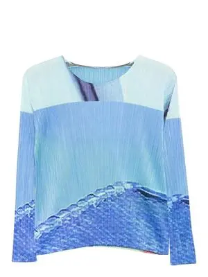 Issey Miyake Pleated Blouse - Blue