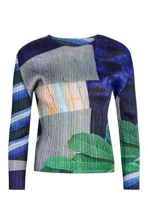 Issey Miyake Long-sleeve Printed Top - Blue