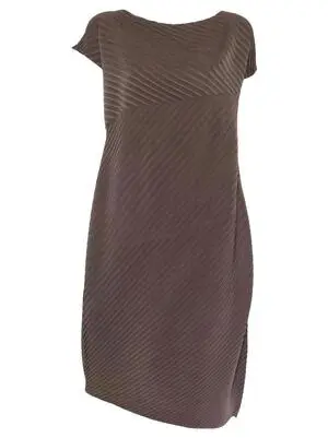Issey Miyake Pleated Midi Dress - Brown