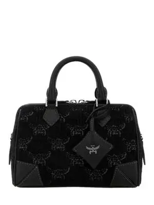 Mcm Ella Boston Jacquard Top Handle Tote Bag - Black