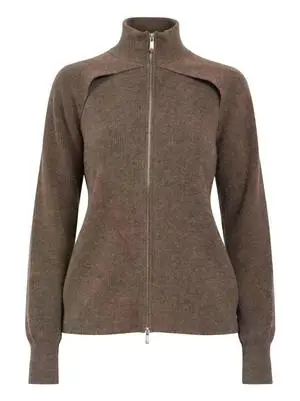 CUDDLEUP High-neck Zipped Jacket - Brown