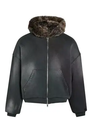 PICANTE Fur Hooded Zip Jacket - Grey