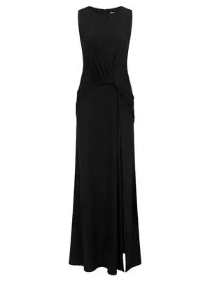 GEMY MAALOUF Draped Knot Waist Maxi Dress - Black