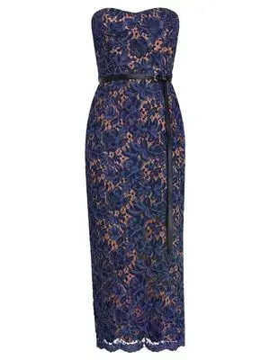 Michael Kors Belted Lace Midi Dress - Blue
