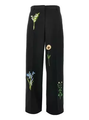 Stella McCartney Floral-embroidered Trousers - Black