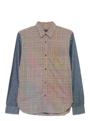 Comme Des Garçons Denim-sleeve Checked Shirt - Grey