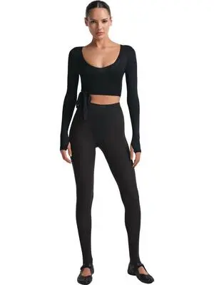 SKIMS Stretch Knit Wrap Cropped Top - Obsidian