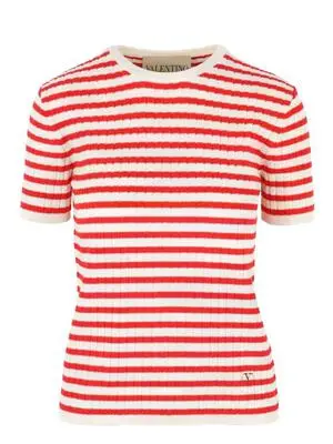 Valentino Garavani Striped Short-sleeve T-shirt - Red
