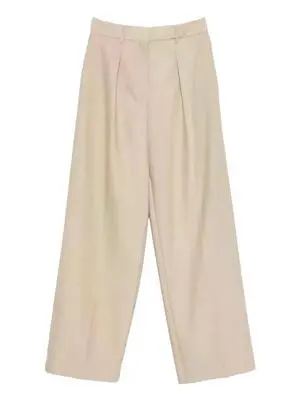 FORTE_FORTE Pleated Wide Leg Trousers - Neutrals