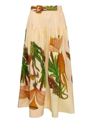 Ulla Johnson Filagree Pleated Midi Skirt - Neutrals