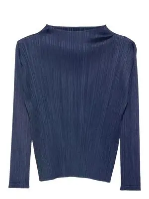 Issey Miyake Pleated Long Sleeve T-shirt - Blue