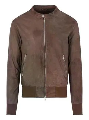 GIORGIO BRATO Lamb Leather Zip Jacket - Brown