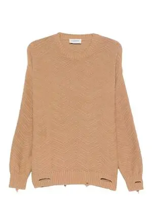 LANEUS Zigzag Knit Sweater - Neutrals