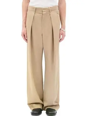 ANN DEMEULEMEESTER Botel Pleated Wide-leg Trousers - Neutrals