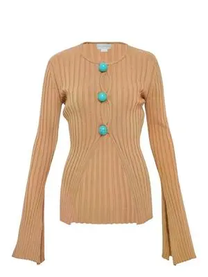 Stella McCartney Buttoned Ribbed Cardigan - Neutrals