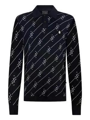 BILLIONAIRE Long-sleeve Buttoned Polo Shirt - Blue