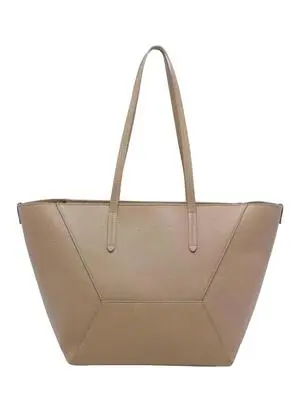Brunello Cucinelli Leather Shoulder Bag With Zip Closure - Neutrals