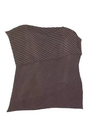 Issey Miyake Pleated Sleeveless T-shirt - Brown