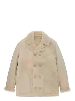 FORTELA Shearling Double-breasted Jacket - Neutrals
