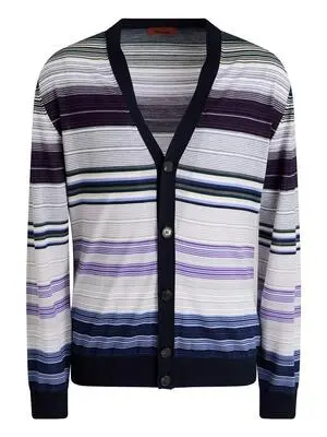 Missoni Striped Wool Cardigan - Light Gray