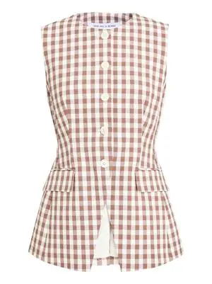 Veronica Beard Lois Gingham Vest - Brown
