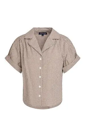 Veronica Beard Ilene Gingham Seersucker Shirt - Brown