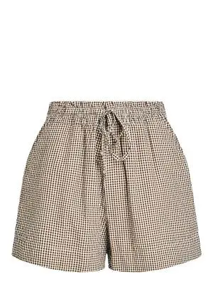Veronica Beard Tijana Gingham Cotton-blend Seersucker Shorts - Brown