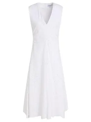 Veronica Beard Aven Ruched Broderie Anglaise Cotton Midi Dress - White