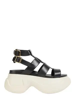 Marni Leather Sandals With Exaggerated Sole - Black