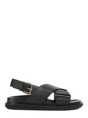 Marni Fussbett Leather Slingback Sandals - Black
