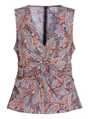 Veronica Beard Aiden Ruched Paisley-print Top - Multicolor