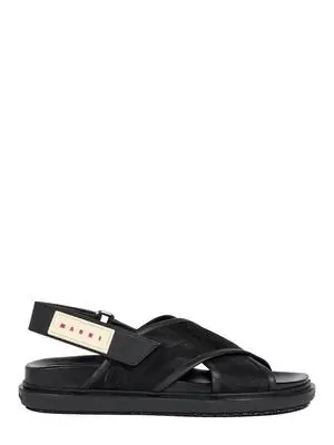 MARNI Fussbett Leather-Trimmed Shell Slingback Sandals