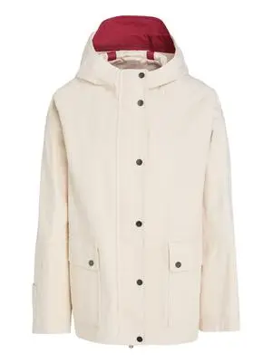 Brunello Cucinelli Cotton-canvas Hooded Jacket With Bead Embellishments - Ivory