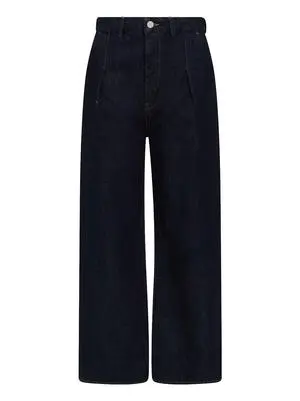 Loulou De Saison Attu Pleated Wide-leg Jeans - Dark Denim