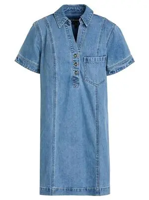 Veronica Beard Otto Denim Mini Dress - Mid Denim