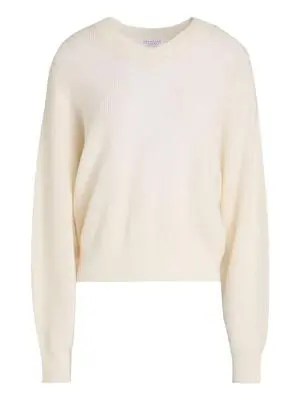 Brunello Cucinelli Ribbed Alpaca And Cotton-blend Sweater - Ivory